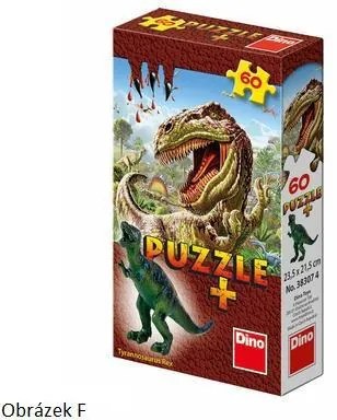 DINO Puzzle 60 dílků Dinosauři 6 druhů + figurka dinosaura dn383074