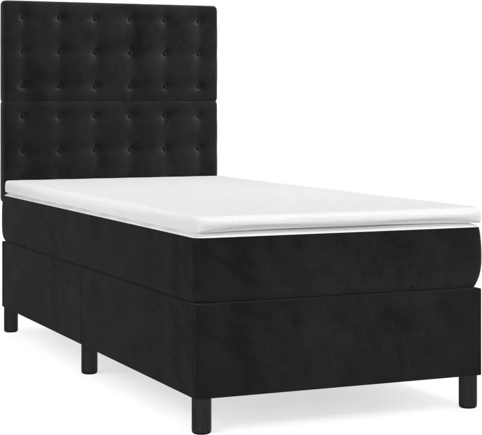 Box spring postel s matrací černá 90x200 cm samet 3143243