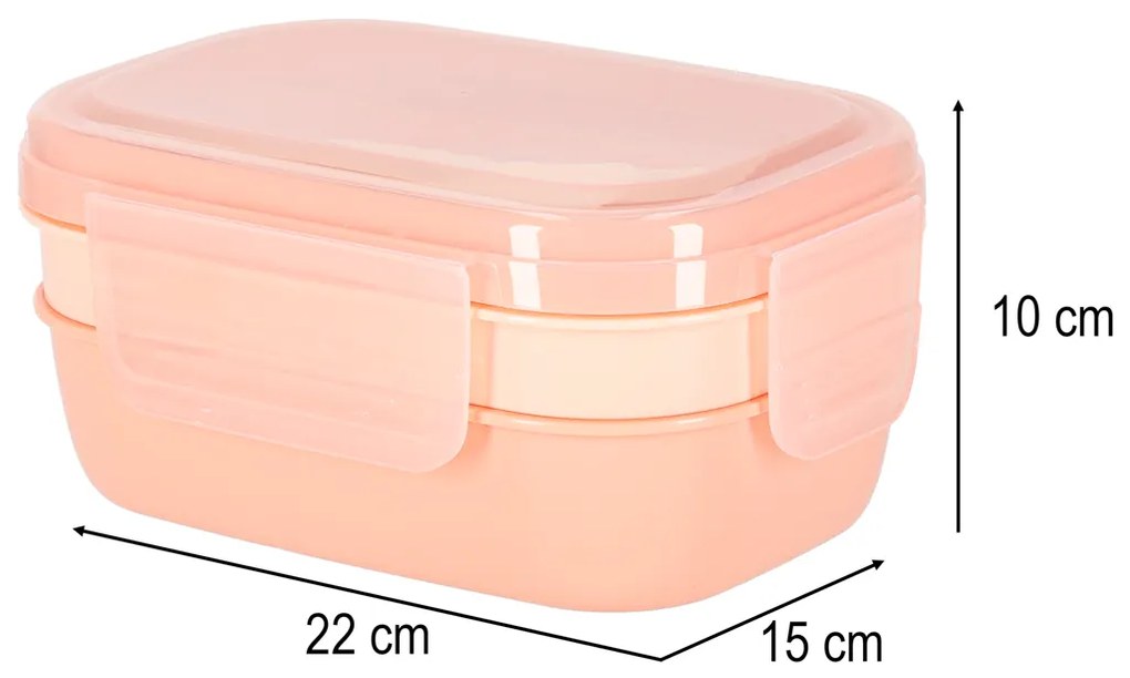 Creative Corner Snídaňový box s přihrádkami rozdělený 1900ml meruňka