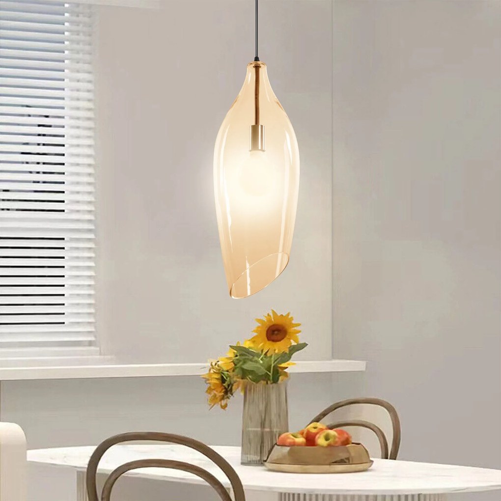 Toolight - Moderní skleněná stropní lampa E27 60W APP892-1CP, černá-zlatá, OSW-05693