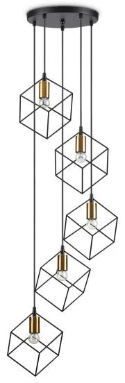 Ideal Lux - Lustr na lanku ICE 5xE27/60W/230V pr. 50 cm černá