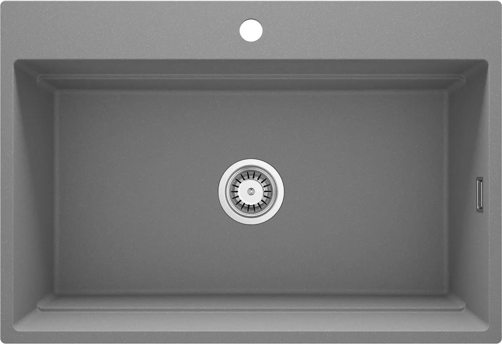 Deante Magnetic, 1-komorový granitový dřez 760x520x220mm, šedá metalíza, DEA-ZRM_S10B