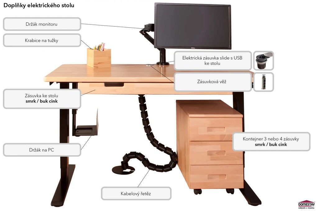Stůl s podnoží 1320 mm Domestav D732 Materiál: Smrk, Barevne provedení: Přírodní provedení, Specifikace: 127cm