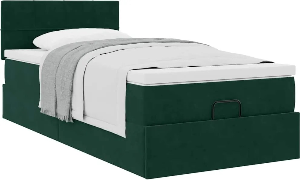 Osmanský rám postele s matrací tmavě šedá 80x200cm samet 3311738