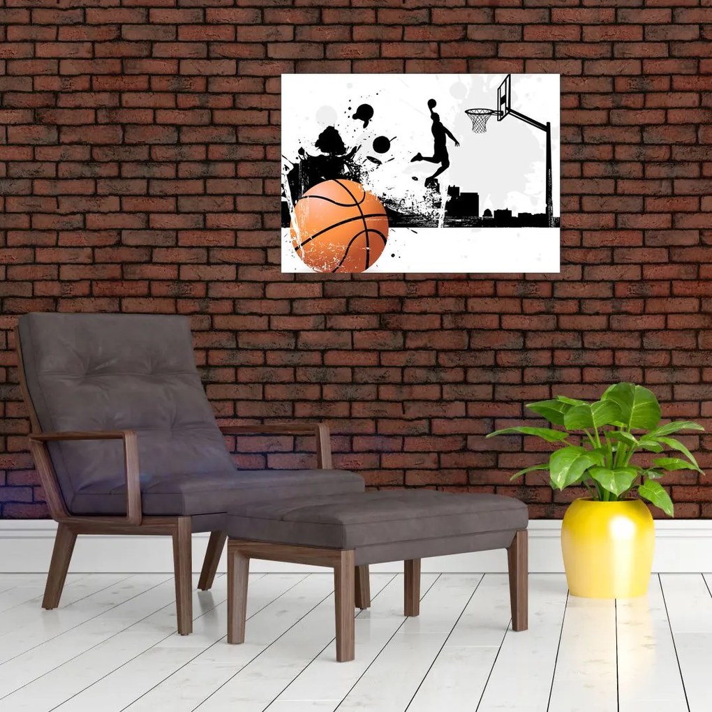 Skleněný obraz - Hráč basketbalu (70x50 cm)