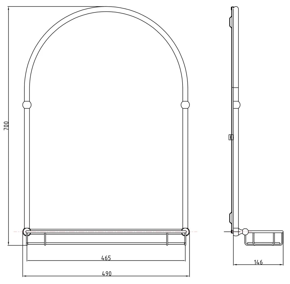 Sapho Sapho, Zrcadlo TIGA s policí 48x67cm, chrom, HZ202