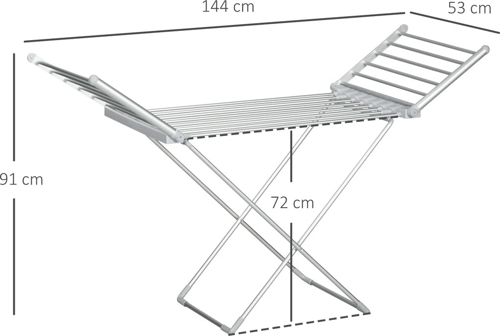 HOMCOM Sušák na prádlo s tepelnou funkcí, 45-55 ℃, skládací, 144L x 53B x 96V cm
