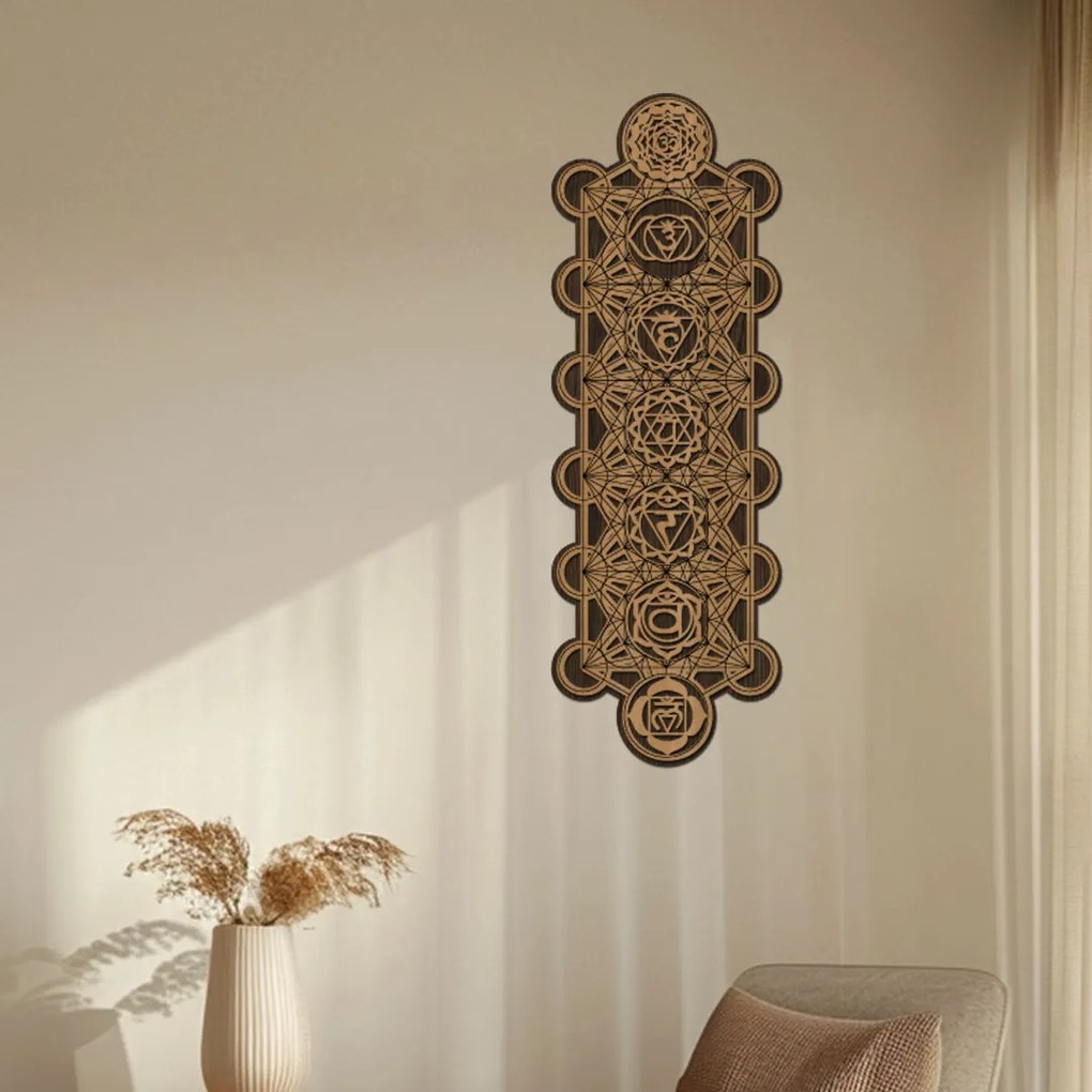 dřevo života Dřevěná dekorace Čakrový panel Zvolte rozměr (cm): 27x80, Zvolte barvu dekoru: Dub sonoma-Ořech