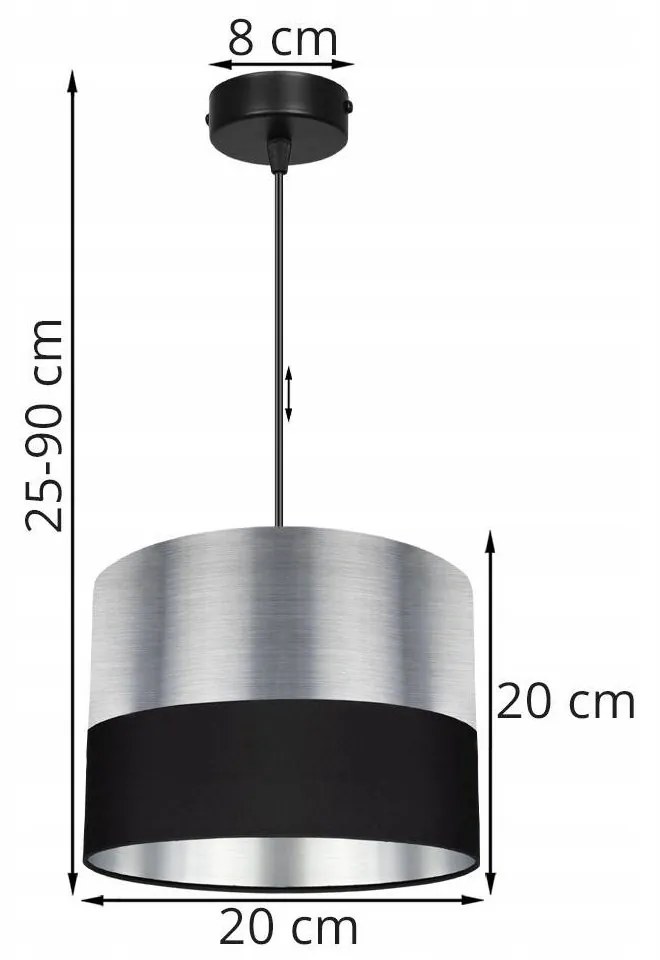 Závěsné svítidlo CHROMIC, 1x chromové textilní stínítko (výběr ze 2 barev), (výběr ze 2 barev konstrukce)