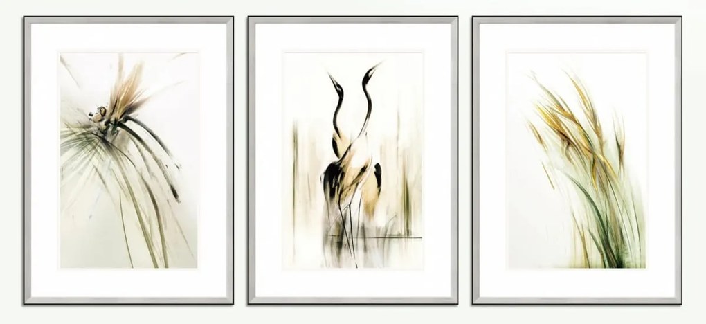 Moderní a elegantní triptych do obývacího pokoje a ložnice, sada 3 obrazů, Prchavá Série | Anna Borkowska
