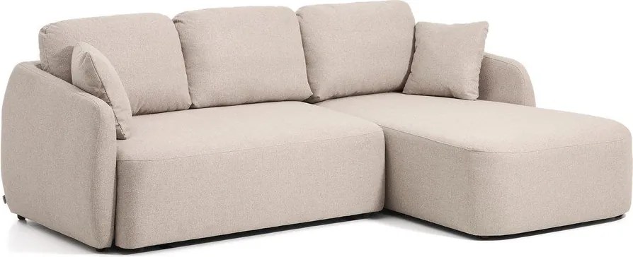 Béžová žinylková rozkládací rohová pohovka (levý roh/s lenoškou) Laira – Kave Home