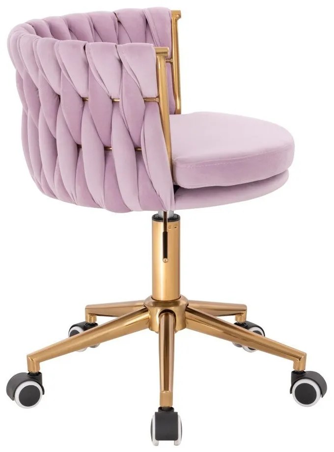 LuxuryForm DESIGN Otočná židle LYON VELUR na zlaté podstavě s kolečky - levandule
