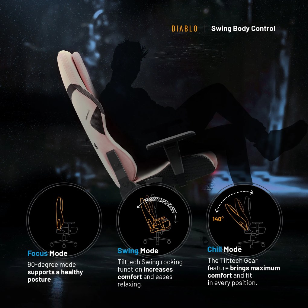 Herní židle Normal Size, černý-růžový: Diablo X-One Prime Akira Pink