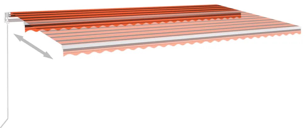 vidaXL Marketos Ručně zatahovací markýza s LED světlem 600x300 cm oranžovohnědá