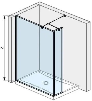 Jika Pure - Skleněná stěna boční, 120x20x200 cm, s úpravou Jika Perla Glass H2674260026681