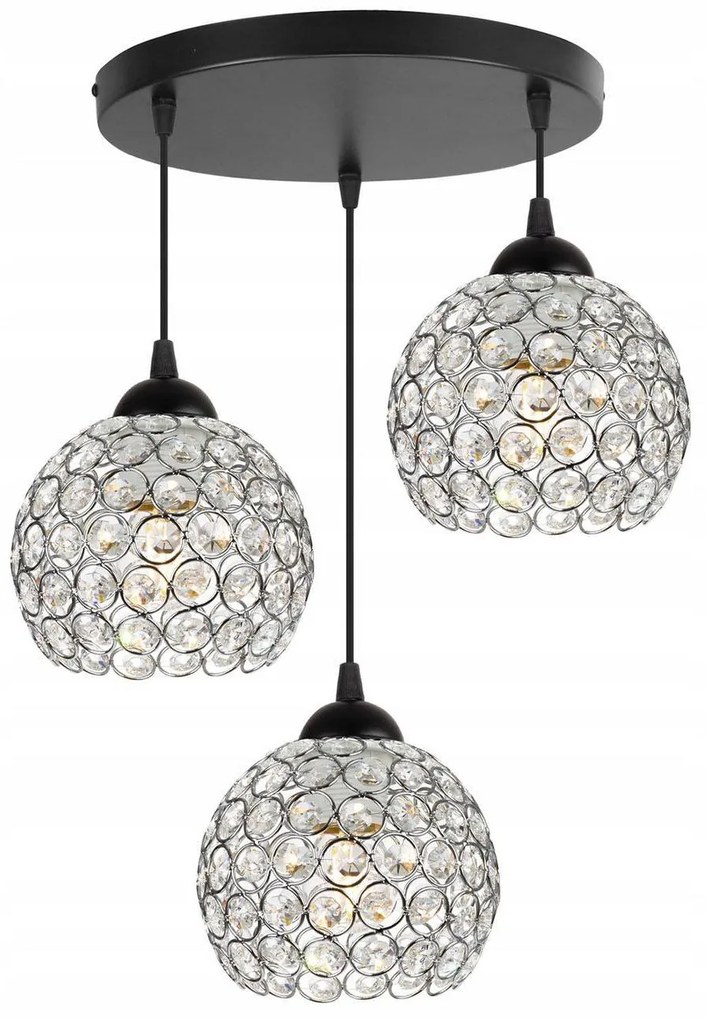 Závěsné svítidlo Crystal, 3x stříbrné křišťálové stínítko,