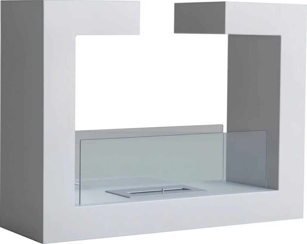 HOMCOM Stolní Bioethanol Krb 2000W z Nerezové Oceli bez Zápachu se Sklem 78 x 25 x 58 cm Bílá | Aosom