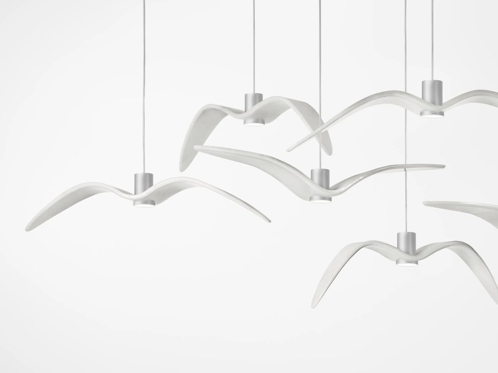 Designové závěsné svítidlo Brokis Night Birds PC962 Povrch Montury: Černý elox, Barva skla: Triplex opal Brokisglass mat, Povrch baldachýnu: pískovaný hliník lakovaný