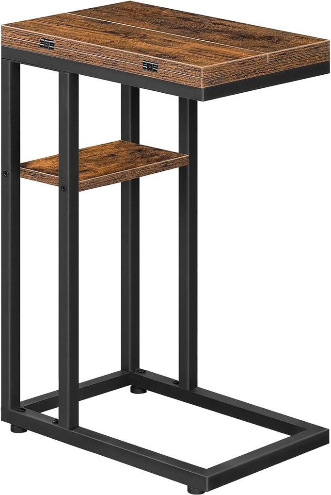 Rozkládací odkládací stolek Vasagle Bromy 26/52 cm hnědý/černý