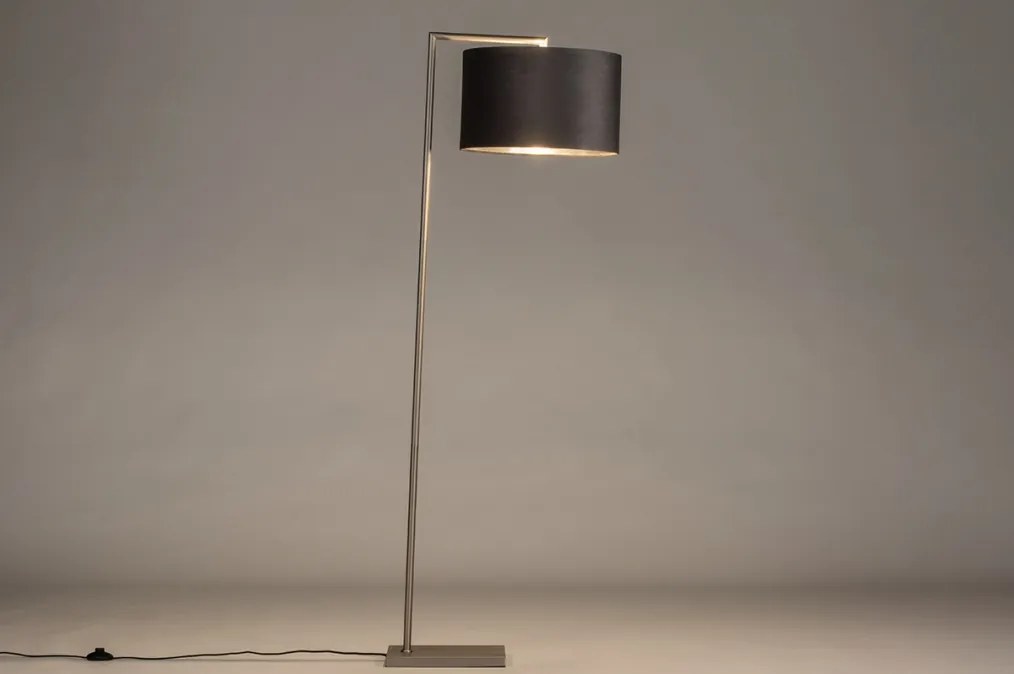 Stojací designová lampa Pallas Black and Silver Steel