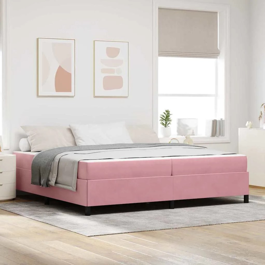 Rám postele Růžová 200 x 200 cm textil 3399089