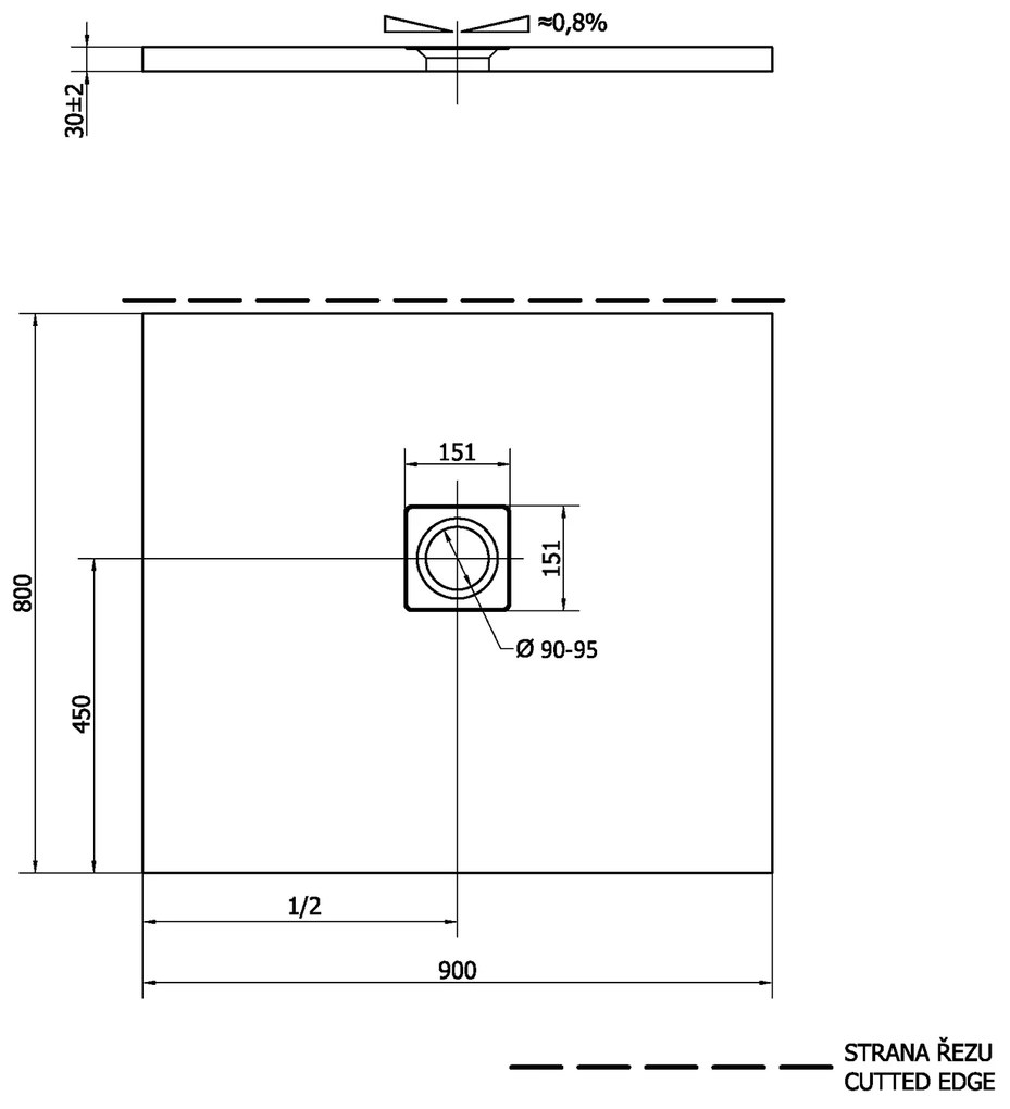 Polysan FLEXIA vanička z litého mramoru s možností úpravy rozměru, 90x80cm 72927