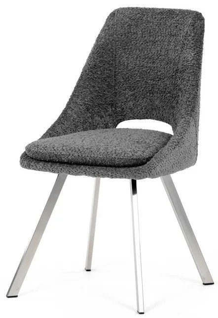 Autronic Elegantní šedá jídelní židle RINA s broušenými kovovými nohami (vzorek z prodejny)