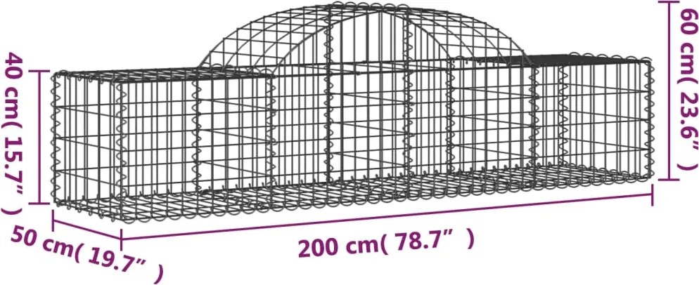Klenutý gabionový koš 200 x 50 x 40/60 cm pozinkované železo 153492