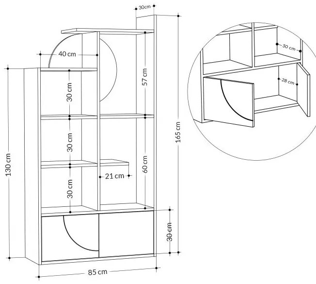 Moderní knihovna Houseland Half bílá/antracitově šedá