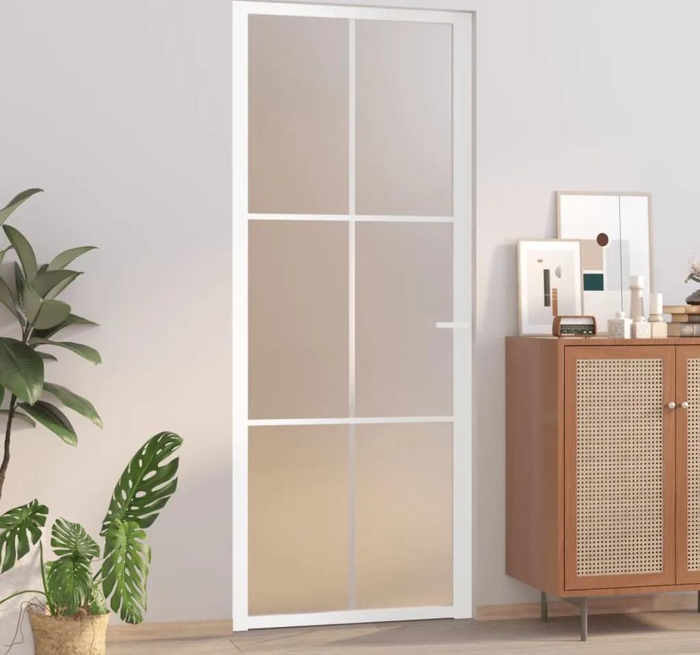 vidaXL Interiérové dveře 83 x 201,5 cm bílé matné sklo a hliník [350589] Barva: Bílá a mléčná