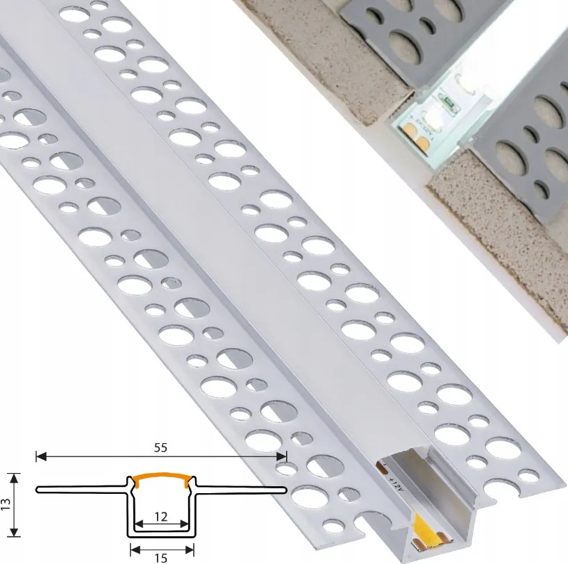 BERGE LED hliníkový profil zapuštěný 2m - sada