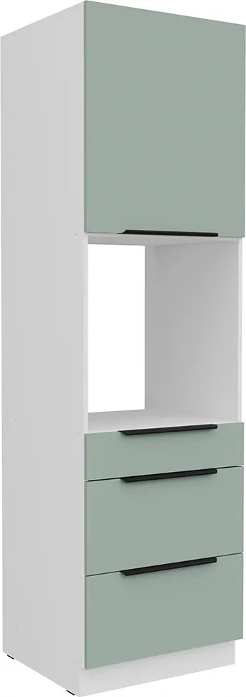 ARIA sb | vysoká skříňka 60 DPS-210 3S1F na vestavnou troubu | PREMIUM BOX | 60 cm | ANTI FINGERPRINT povrch | bílá/aquamarine