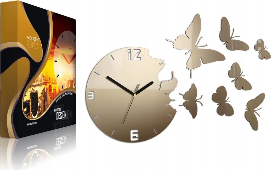 Hodiny Motýli nástěnné barvy Premium Krásný Styl