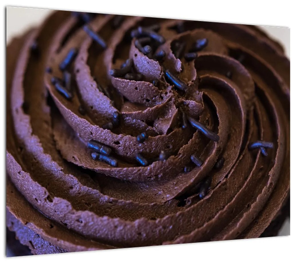 Skleněný obraz - Čokoládový cupcake (70x50 cm)