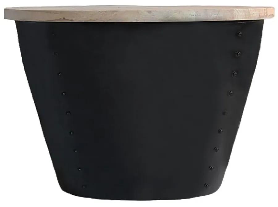 Černý příruční stolek s deskou z mangového dřeva LABEL51 Indi, ⌀ 60 cm