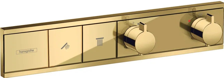 Hansgrohe RainSelect, baterie pod omítku na 2 spotřebiče, leštěný vzhled zlata 15380990