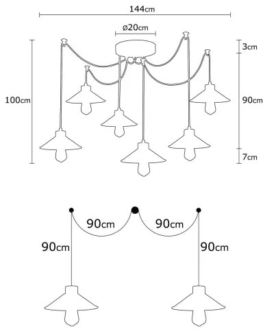 Lustr na lanku MANAVGAT 6xE27/100W/230V pavouk