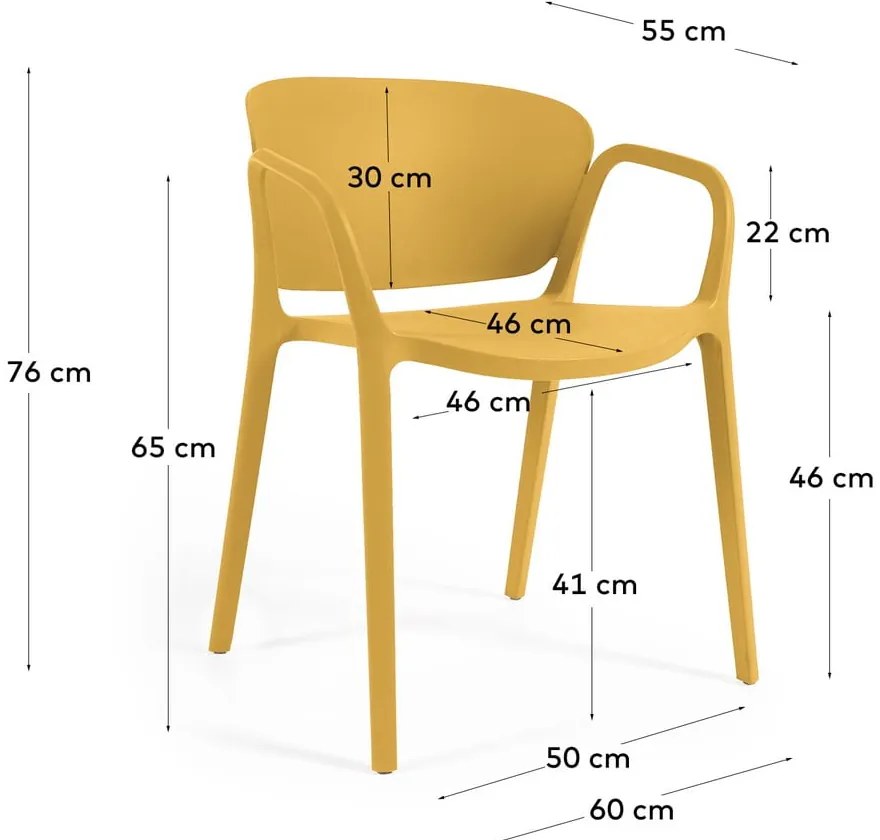 Žlutá plastová zahradní židle Ania – Kave Home