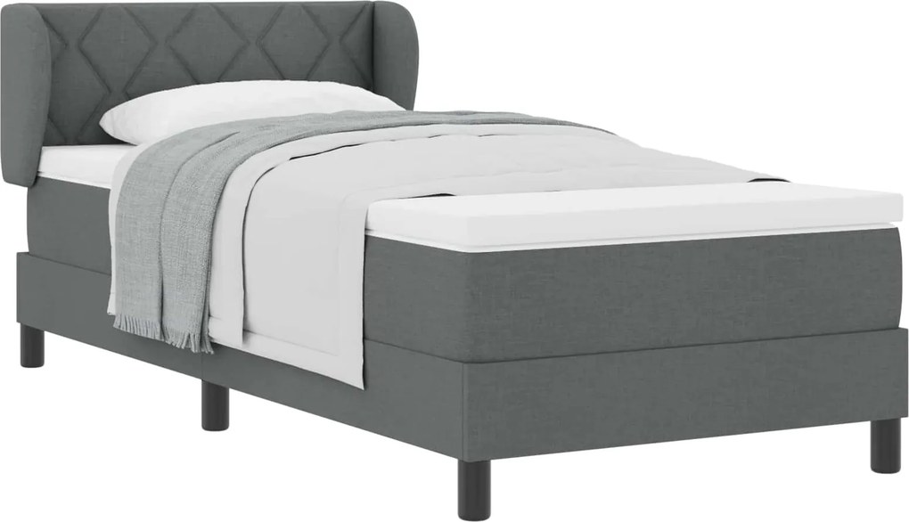 Postel s boxspringem s čelo Tmavě šedá 90 x 200 cm textil 3340067
