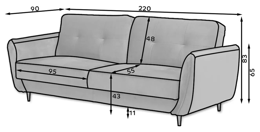 Eltap Rozkládací pohovka Bellis Materiál a barva potahu: Loco 06 - tmavě šedá