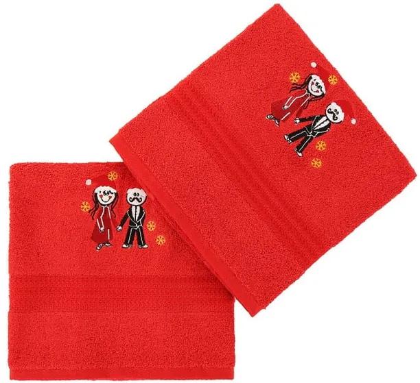 Sada 2 červených bavlněných ručníků Cift Red