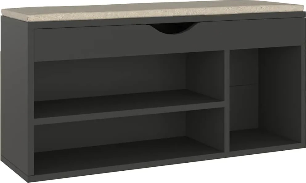 Lavice s botníkem a poduškou šedá 104x30x49 cm kompozitní dřevo 326752