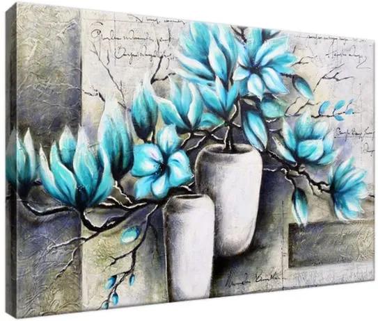 Obraz na plátně Modré magnólie ve vázách 30x20cm 3907A_1T