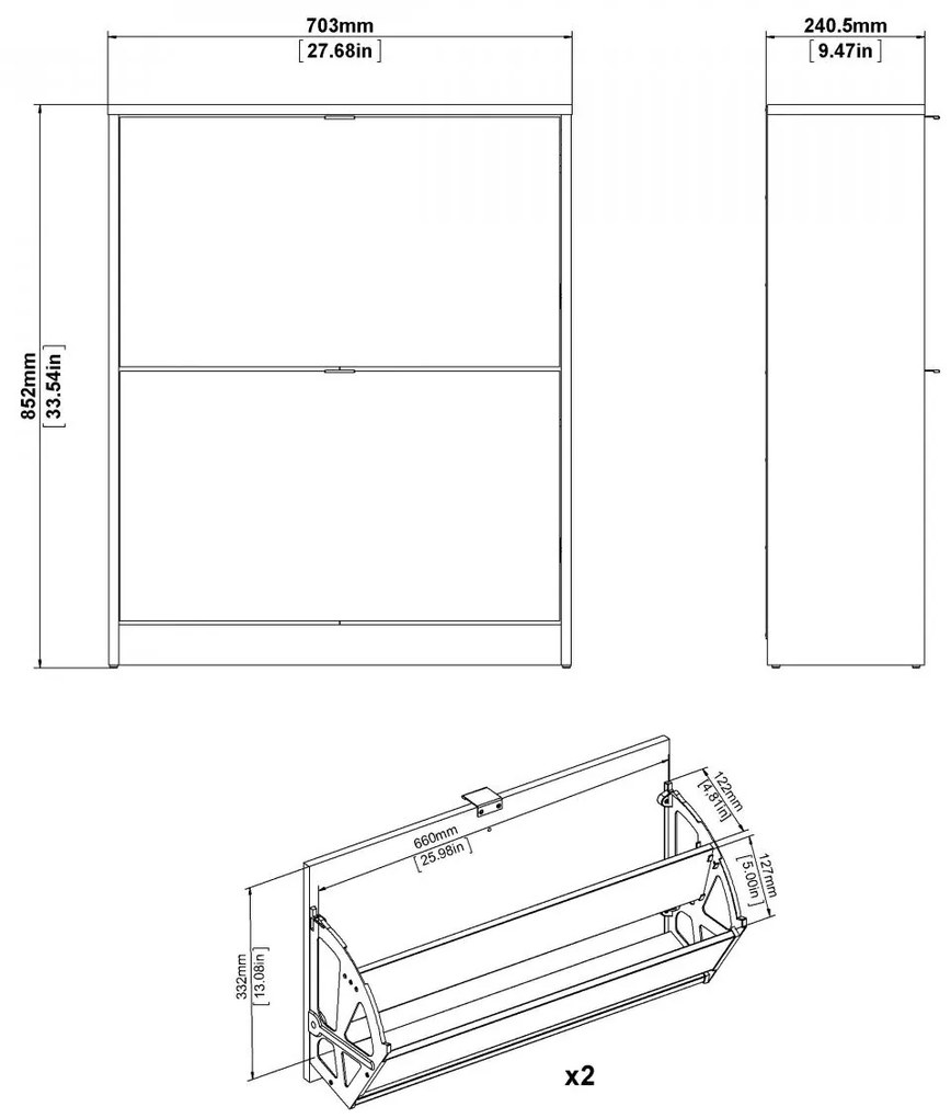 FALCO Botník Flap 005 2KL Odstín: Černý mat