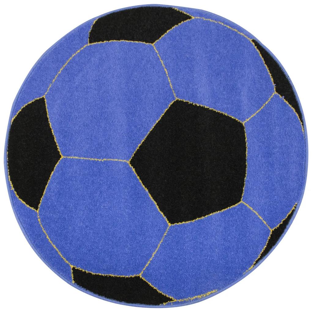 Kulatý koberec Fotbalový balón modrý černý Rozměr: průměr 100 cm