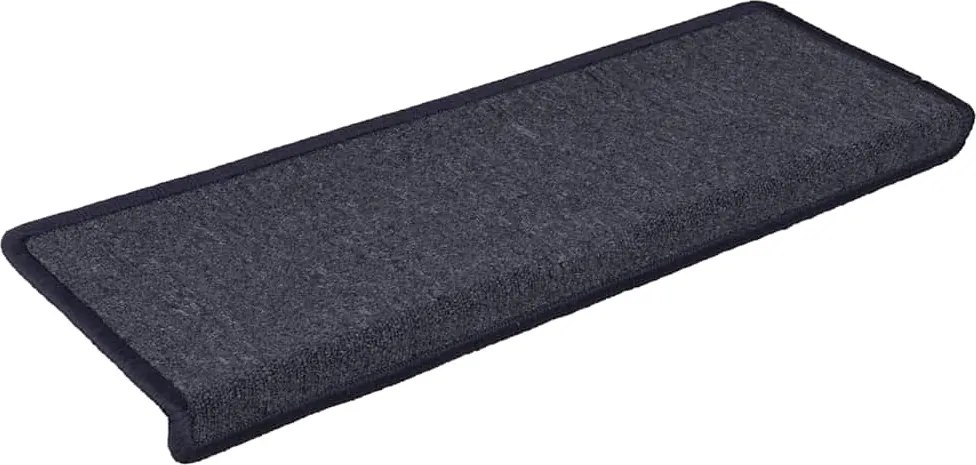 Schodové rohože 15 ks 65 x 21 x 4 cm tmavě šedé a modré s obdélníkovým okrajem 326195