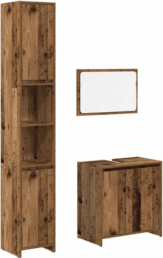 3dílná koupelnová sestava old wood kompozitní dřevo 3328565