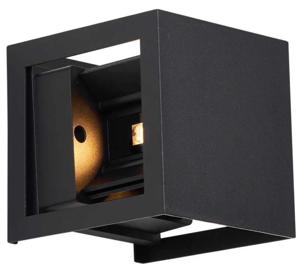Moderní nástěnné svítidlo černé vč. LED IP44 - Edwin Quadro