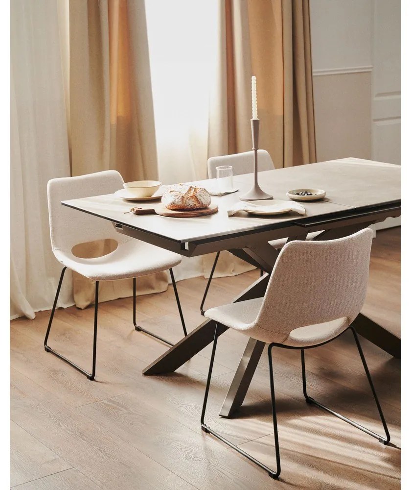 Hnědý rozkládací jídelní stůl s keramickou deskou 90x160 cm Atminda – Kave Home
