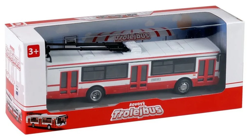 Rappa Trolejbus kovový červený, 16 cm